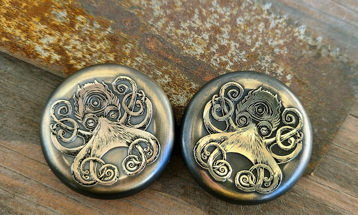 Prescience- A brass worry coin, engraved with a mystic octopus – The ...